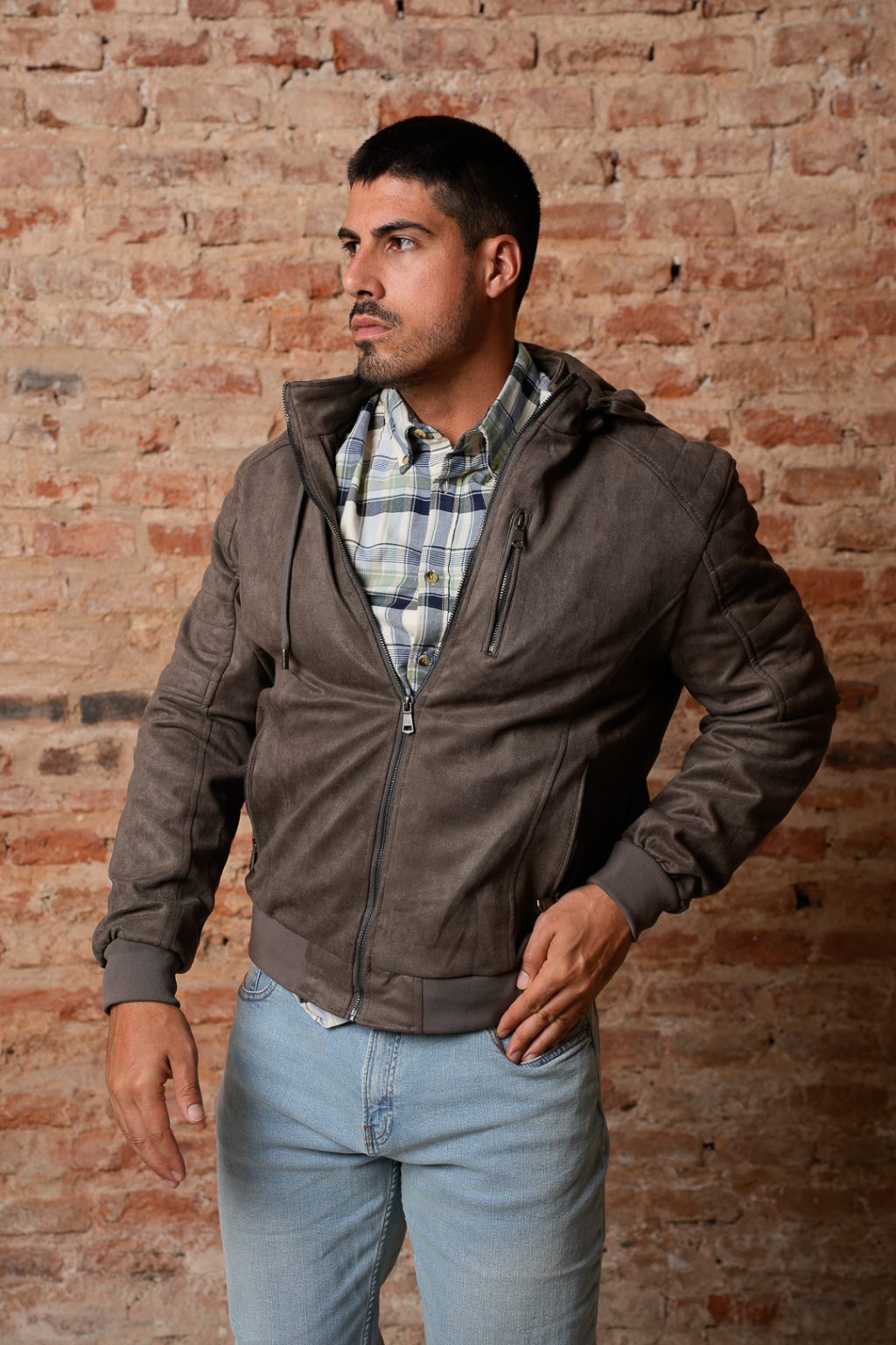 Campera Nobuk Capucha Desmontable Gris - Jean Vernier